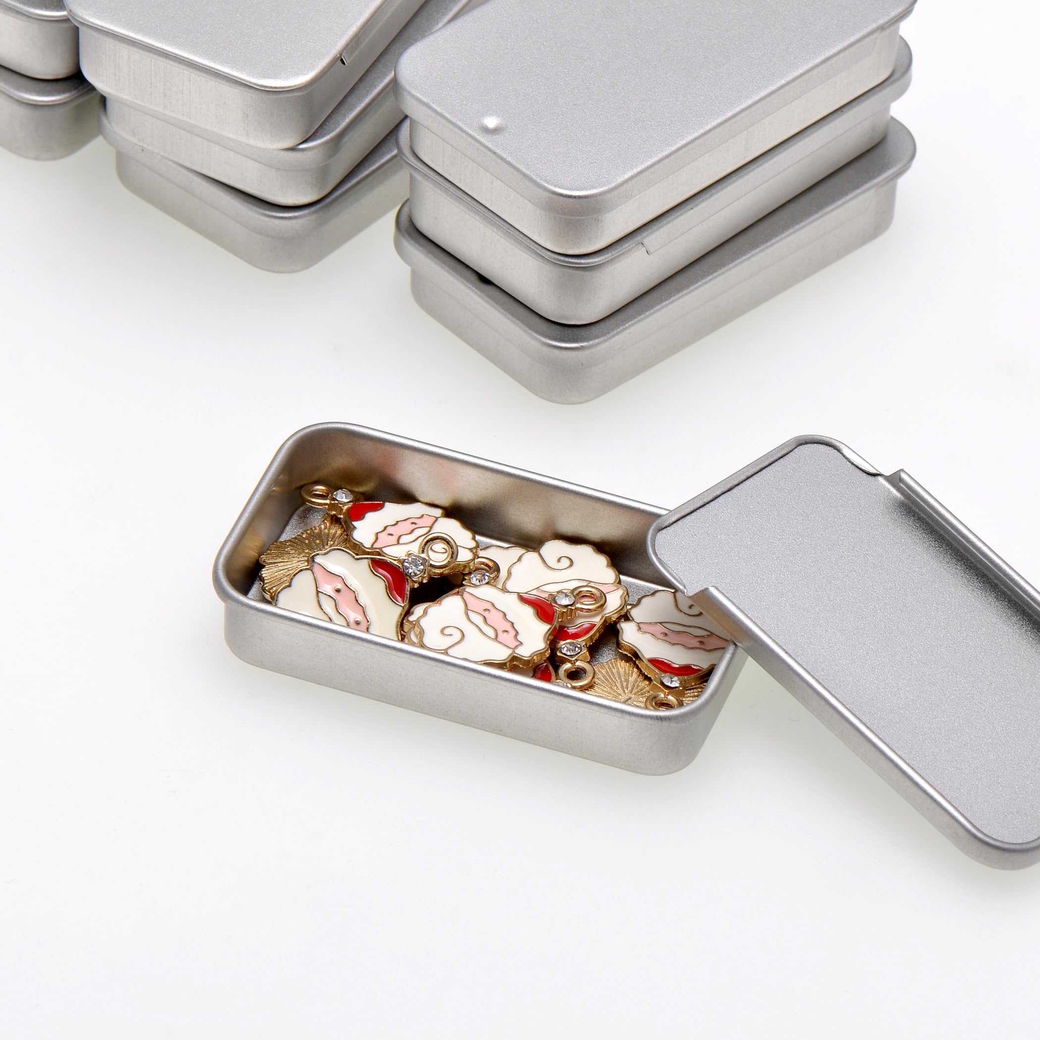 Paialco 10 Pack Tiny Tin Box Containers - Slide Top Mini Storage Organizers - 2.36" x 1.34"