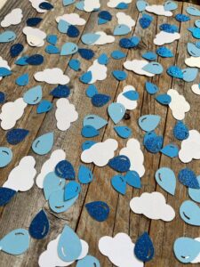 100pcs cloud raindrop confetti for the bride is on cloud 9 bachelorette party decorations