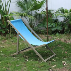 HarmoGZen Beach Sling Patio Chair Set of 2,Wooden Folding Outdoor Chairs for Outside 3 Level Height Adjustable, Portable Reclining Beach Chair