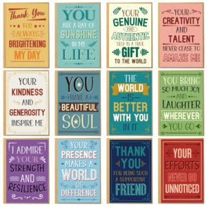 Employees Appreciation Cards Bulk, Thank You Motivational Cards for Business Team Work, Encouragement Affirmation Note Cards for Staff Coworker Friend Family - 12 Unique Designs(4 x 6 In, 24 Pack)