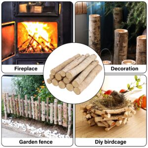 Prsildan 12 Pack White Birch Logs for Fake Fireplace Decorative Natural Birch Tree Branches Wood DIY Fire Logs Crafts for Indoor Outdoor Gas Faux Fireplace Filler Decoration (0.8"-1.6" Dia)