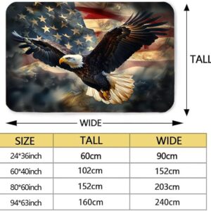 Kroveiu American Bald Eagle Flag Area Rugs American Flag Animal Area Rugs Kitchen Rug Bathroom Entrance Hallway Dining Room Living Room Area Rug Home Decor Area Rugs 60 * 80 inches