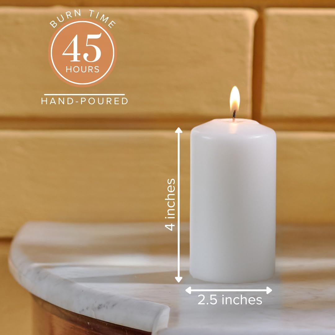 Simply Soson 2.5x4 inch White Pillar Candles, White Candles, Set of 6 White Pillar Candles Bulk 2.5x4, Emergency Candles, Tall Candles, Wax Candle, Unscented Candles, Candle Pack Cone Tip White Pillar