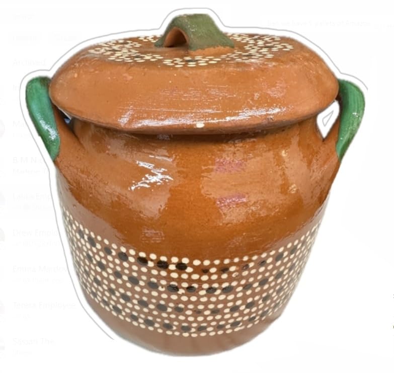 Authentic Mexican Barro Olla Bola Grande Con Tapa Mexicana Para Frijol Frijoles Sopas Boiling Beans Chilis Soup Clay Pot With Top 10X9