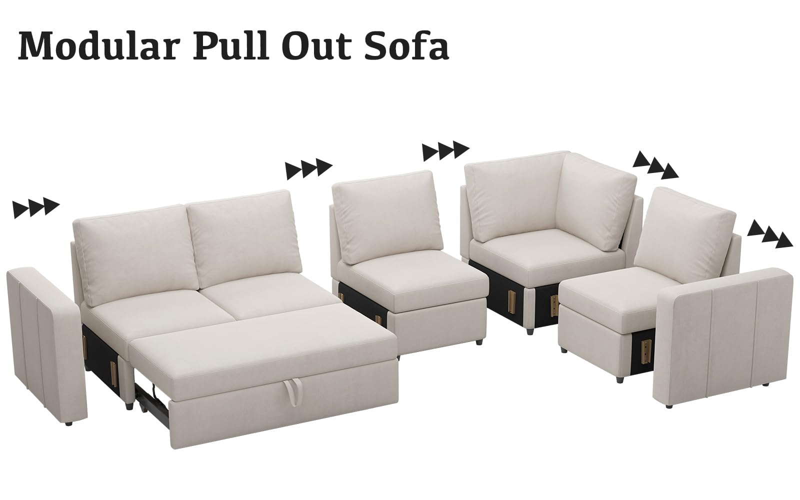 Belffin Velvet Middle Module Seat for Modular Sectional Sofa Couch Armless Single Seat Module Sofa Chair Beige