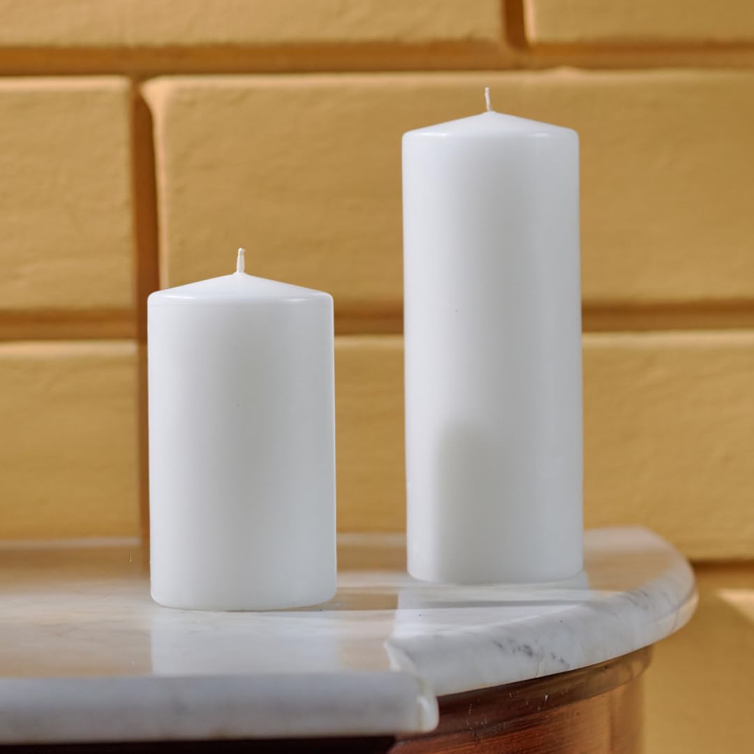 Simply Soson 2.5x4 inch White Pillar Candles, White Candles, Set of 6 White Pillar Candles Bulk 2.5x4, Emergency Candles, Tall Candles, Wax Candle, Unscented Candles, Candle Pack Cone Tip White Pillar