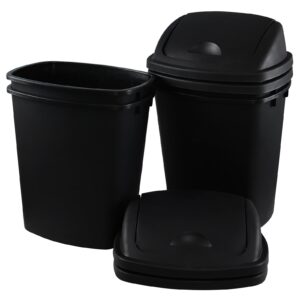 asking 10 gallon kitchen garbage can with swing top, 4 pack plastic kitchen trash bins with swing lid, black