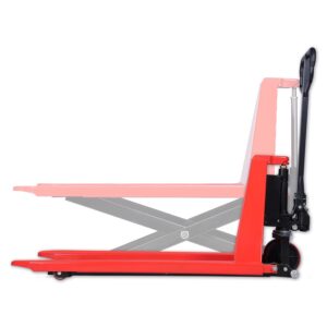 Manual Scissor Pallet Jack Truck 31.5" High Lift Hand Truck 45" Lx27 W Forks 3300lbs Capacity Pallet Lift Suitable for EU Pallet