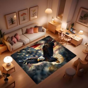 kroveiu american bald eagle flag area rugs american flag animal area rugs kitchen rug bathroom entrance hallway dining room living room area rug home decor area rugs 60 * 80 inches