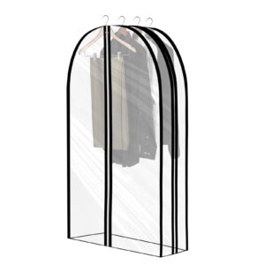 garment bags for closet storage 10" gusseted clear suit cover bags 43" hanging clothes bags moth proof clothing cover for coats jackets dresses shirts