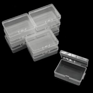 cuteabc 9 pieces mini plastic clear beads storage rectangular empty containers box with lids for collecting small items,beads,jewelry,business cards,game pieces,crafts accessories (3 * 2.2 * 1 inch)