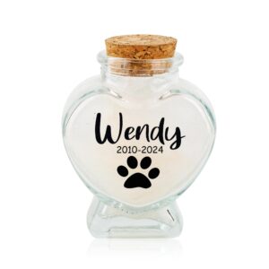 personalized pet fur memorial jar,memorial bottle for pet hair,custom pet fur memorial fur keepsake with pet name, pet memorial urn glass bottles,loss of dog cat sympathy gifts for pet lovers