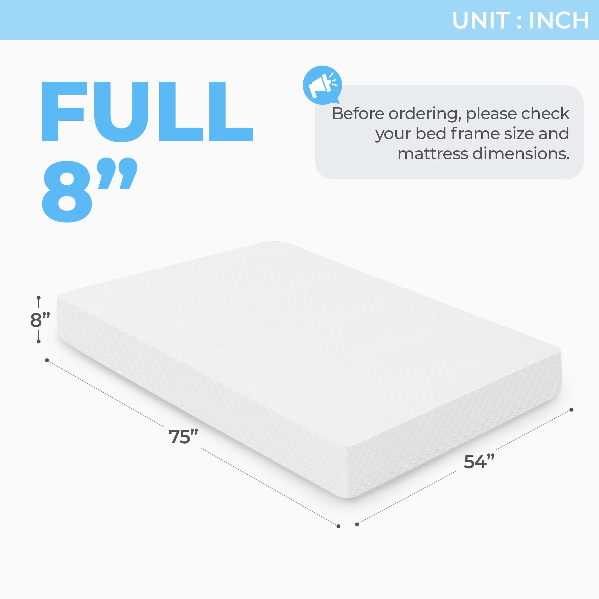 NEO SLEEP 8 Inch Full Cooling Gel Memory Foam Mattress Medium Firm CertiPUR-US Certified Mattress in a Box Enhanced Pressure Relief Removable Soft Cover No Fiberglass (Full, 8 in)