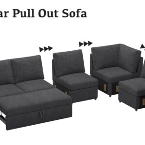 Belffin Middle Module Seat for Modular Sectional Sofa Couch Armless Single Seat Module Sofa Chair Dark Grey