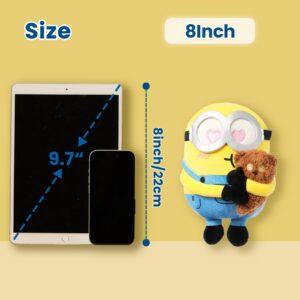 MINISO 7.9" Minions Stuffed Animals Plush Toys, Cute Sleeping Bedding Stuffed Animals Kawaii Plushies Pillow for Kids (Bob+Tim)