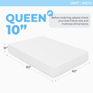 NEO SLEEP 10 Inch Queen Cooling Gel Memory Foam Medium Firm Mattress Cool Sleep Pressure Relief CertiPUR-US Certified Mattress-in-a-Box Kids and Adults No Fiberglass (Queen, 10 in)