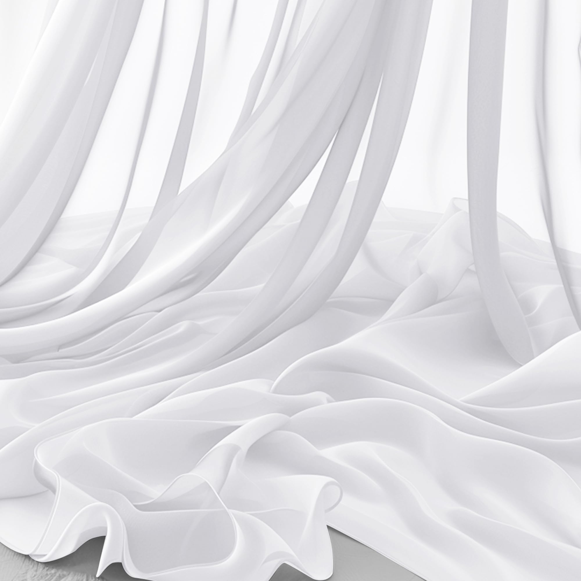 Horbaunal White Chiffon Fabric by The Yard, 10 Yard Continuous Sheer Fabric 59" Wide Soft Draping Fabric for Wedding Arch Draping Party Backdrop DIY Sewing