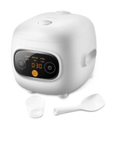 comfee' mini rice cooker 4 cups cooked/2 cups uncooked, portable non-stick rice maker, 24 hours timer delay, 6 functions, fast cooker, brown rice, oatmeal, white