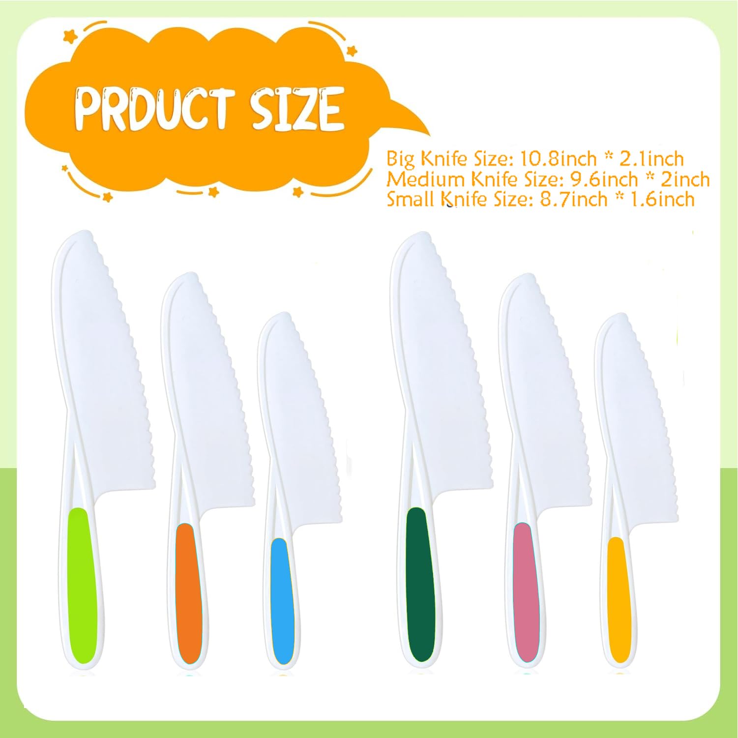 Knives for Kids, 6-Piece Kitchen Cooking and Baking Knife Set, Children's Knives for Real Cooking, BPA-Free Kids' Toddler Knives