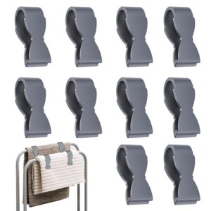 10pcs towel clips for kitchen, towel clips for shower towel holder, kitchen clips for kitchen towel holder, ideal for towel rack stand, hand towel holder, oven, bathroom rack, dishwasher, stove (grey)