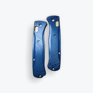 generic midnight lagoon blue, billet aluminum, full size bugout, topography side scales, gift for dad, everyday carry knife scales