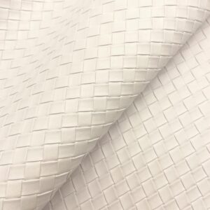 12"x54"Weave Faux Leather Fabric, Embossed Braided Faux Leather Roll for Crafts DIY and Upholstery Pleather Sheets White