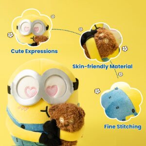 MINISO 7.9" Minions Stuffed Animals Plush Toys, Cute Sleeping Bedding Stuffed Animals Kawaii Plushies Pillow for Kids (Bob+Tim)