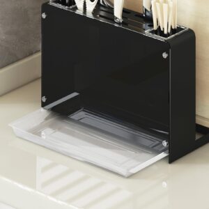 Universal knife holder, kitchen knife holder, storage rack, kitchen utensil rack, cutting board rack, pot cover bracket with anti slip pad suitable for countertop cabinets (black)