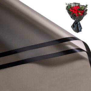 ruspepa 20 sheets flower wrapping paper - black edge frosted waterproof floral bouquet wrapping paper - florist supplies packaging paper for birthday, wedding and diy crafts - black