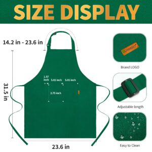 BOHARERS Green Aprons with Pockets - Restaurant Bib Apron for Work Home Kitchen Washable Chef Aprons Costume