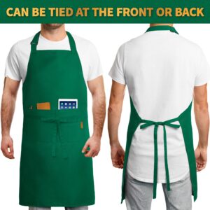 BOHARERS Green Aprons with Pockets - Restaurant Bib Apron for Work Home Kitchen Washable Chef Aprons Costume