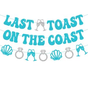 last toast on the coast banner beach bachelorette party decorations for girl women nautical bridesmaid coastal bride to be blue bridal shower party supplies