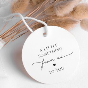 threekin pack of 50 thank you gift tags, 2.5" circle tag with pre-punched hole, perfect thank you tags for weddings, parties, baby showers, events | hanging tags for gift wrapping