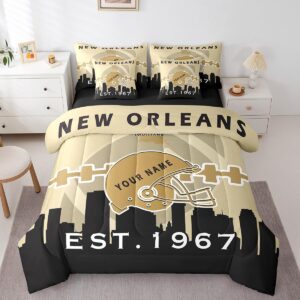 erosebridal 7 pcs comforter set king size,personalized rugby bed in a bag with flat sheet and fitted sheet for kids and adults,football player bedding set with pillowcase and sham(new orleans)