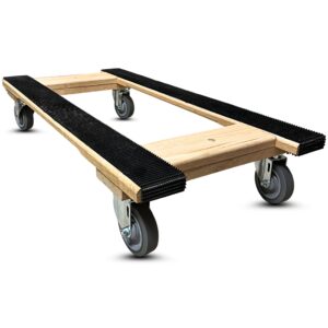 casterhq - premium solid oak wood furniture dolly for movers, 18x30 inches, non-slip grip, heavy duty