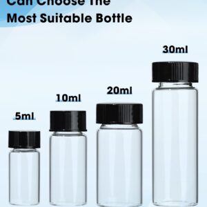 30ml Clear Small Glass Vials with Screw Caps, Small Vials for Essential Oil, Leak-Proof Sample Vials with Lids(10pcs)