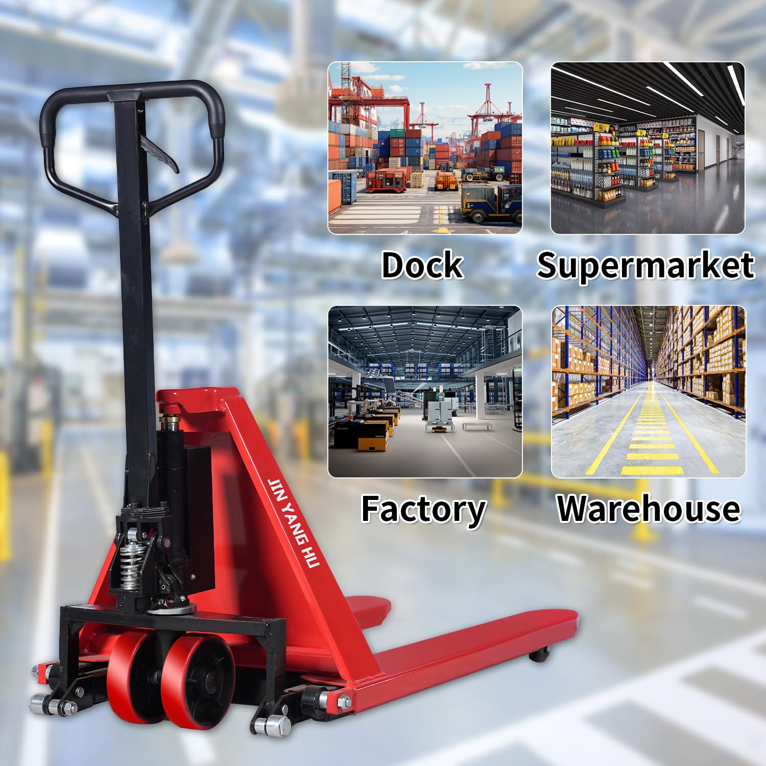 Manual Scissor Pallet Jack Truck 31.5" High Lift Hand Truck 45" Lx27 W Forks 3300lbs Capacity Pallet Lift Suitable for EU Pallet