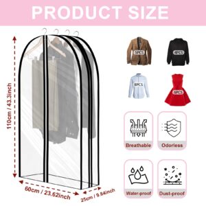 Garment Bags for Closet Storage 10" Gusseted Clear Suit Cover Bags 43" Hanging Clothes Bags Moth Proof Clothing Cover for Coats Jackets Dresses Shirts