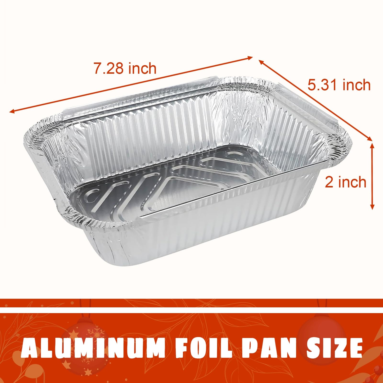 MorTime Christmas Aluminum Pans with Lids, 56 Pcs Disposable Foil Pans with Christmas Themed Cardboard Covers, Foil Food Containers Foil Baking Pan for Leftovers Holiday Treats