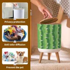 Trash Can with Lid cactus pattern texture mexican saguaro tile plant seamless close up Garbage Can Round Waste Bin Press Cover Dog Proof Wastebasket for Kitchen Bathroom Living Room Nursery 1.8gal