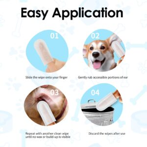 Mooncat Ear Cleaner Wipes｜Ear Cleansing Finger Wipes for Cats ｜Ear Wipes for Cats｜Dog Grooming Supplies｜Reduces Dirt and Cleans Wax Buildup｜Pet Ear Wash Wipes｜— 40 Finger Wipes