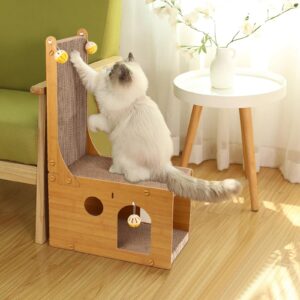 YEMOO ​Cat Scratcher, Cat Scratching Board, L Shaped Vertical Cat Scratcher for Wall and Couch Protection, Cat Scratching Board with 4 Cat Ball Toys for Indoor Cats