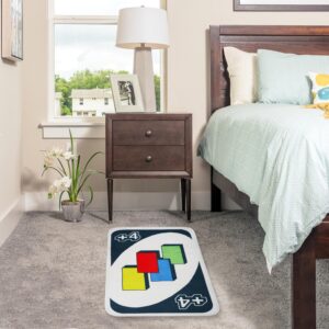 UNO Card Bathroom Rug, Character Rugs 2x3 Non Slip Washable Bedroom Rug, Cool Rugs for Living Room Funny Trippy Rugs for Bedroom Fun Unique Absorbent Rugs for Bathroom Shower Bedroom Floor Decor