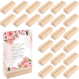 boocalny 24pcs wood place card holder, wooden table number holders, natural sign holders stands, picture name card holder for wedding, retail shop, business card holders for decoration, events 4x1.2x1in