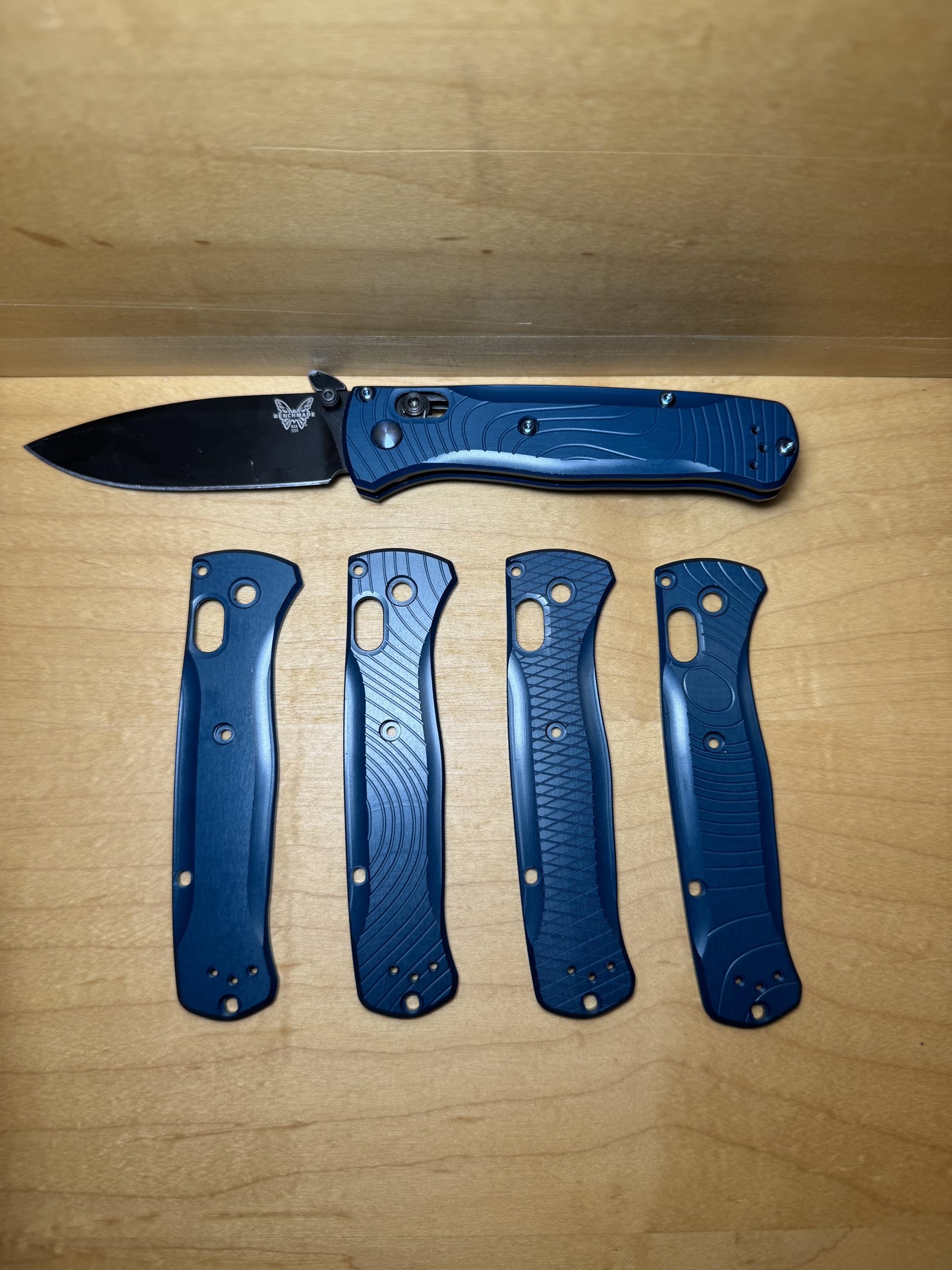 Generic Midnight Lagoon Blue, Billet Aluminum, Full Size Bugout, Topography side Scales, Gift for dad, Everyday Carry Knife Scales