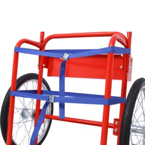 Dual Cylinder Cart Dolly Heavy-Duty Oxygen and Acetylene Tank Trolley with 20" Pneumatic Wheels 220 lb Capacity 47.2" Height, 29.7" Length, and 21.5" Width for Cylinder Tank Transport Red