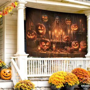 KatchOn, XtraLarge Spooky Halloween Backdrop - 72x44 Inch | Halloween Pumpkin Banner for Pumpkin Halloween Decorations | Halloween Photo Backdrop | Halloween Banner for Halloween Party Decorations