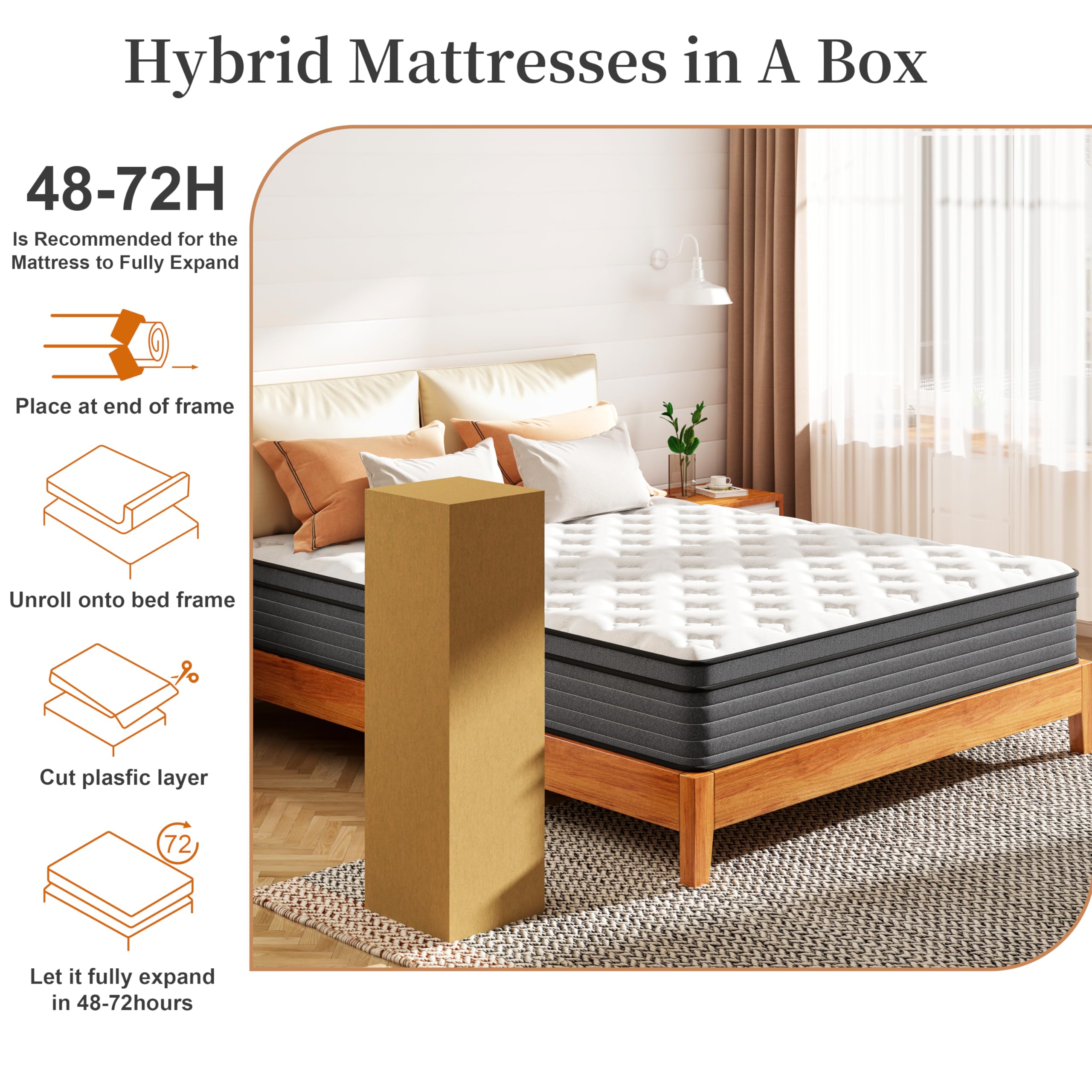 Vantovis Full Mattress,10 Inch Hybrid Mattress in a Box,Gel Memory Foam and Individual Pocket Spring,Medium Firm Edge Support Back Pain Relief & Cooling Motion Isolation & Silent Sleep