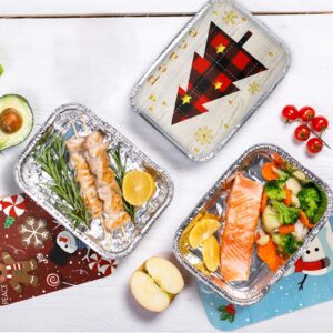 MorTime Christmas Aluminum Pans with Lids, 56 Pcs Disposable Foil Pans with Christmas Themed Lids Foil Food Containers for Leftovers Holiday Treats