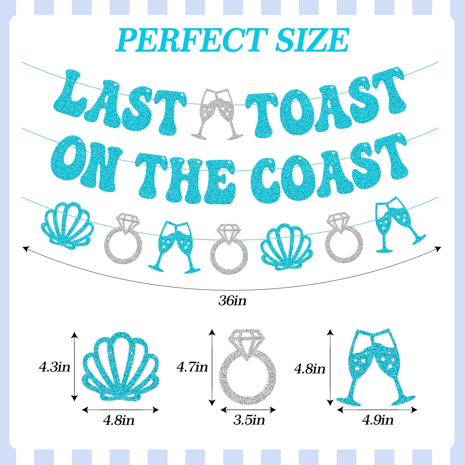 Last Toast on the Coast Banner Beach Bachelorette Party Decorations for Girl Women Nautical Bridesmaid Coastal Bride To Be Blue Bridal Shower Party Supplies